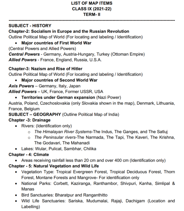Map Work Class 9 – NCERT Tutorials